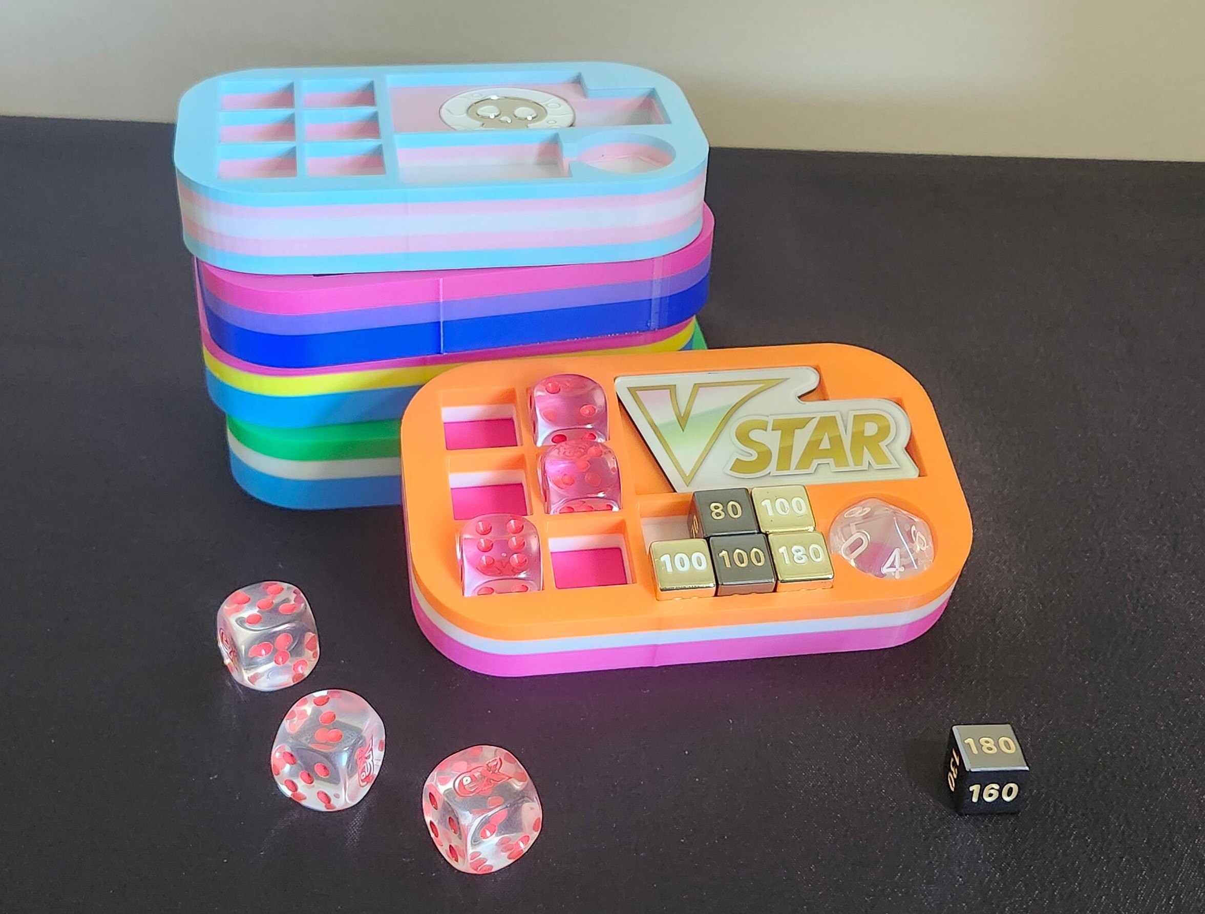 Pokemon Mini Tin Insert for Dice and Status Coins. 3D Printed in Pride Flag Designs. Holds ...