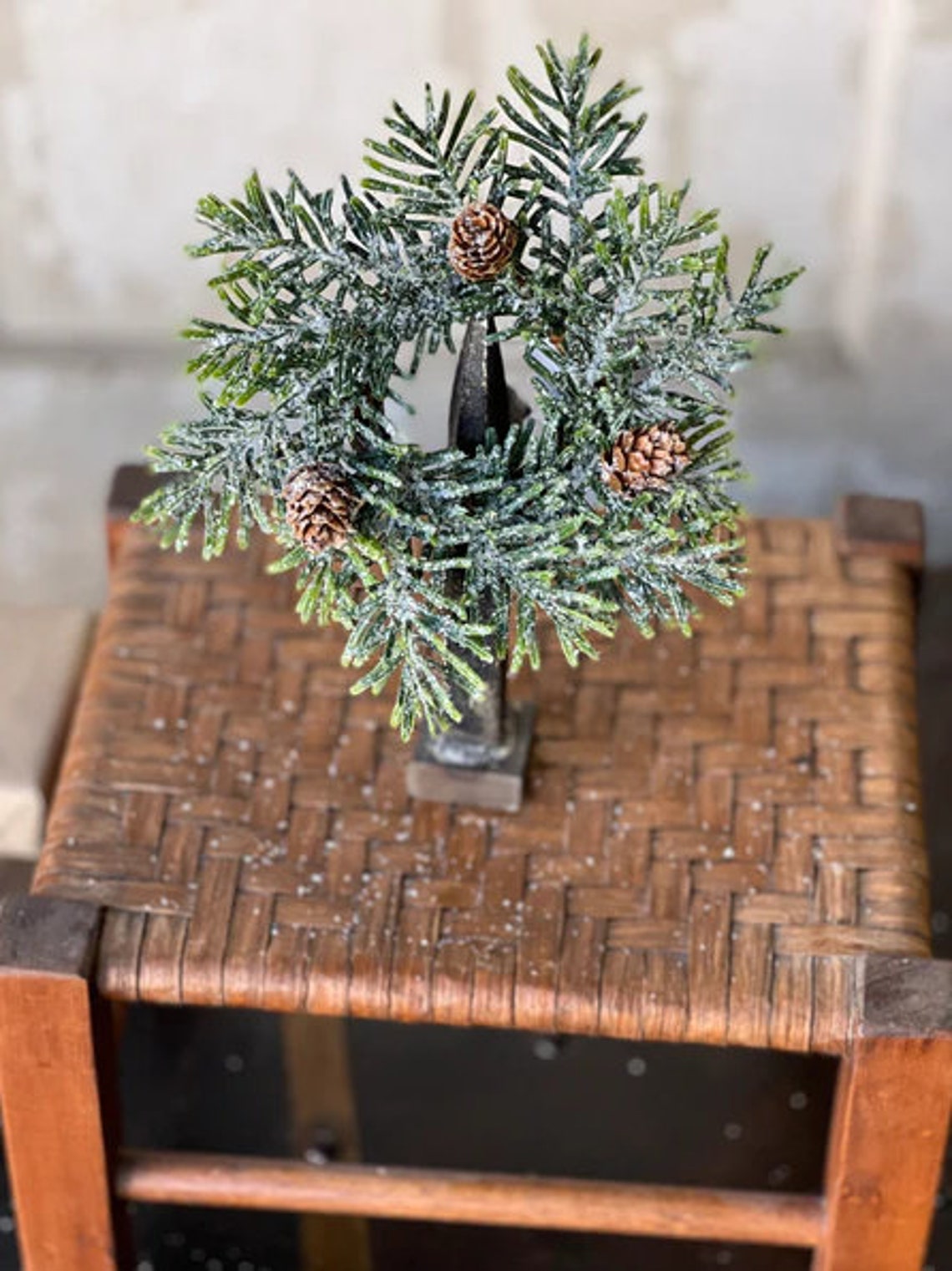 Set of 2 Snowshoe Hemlock Candle Ring | 7" | Christmas Greenery | Small ...