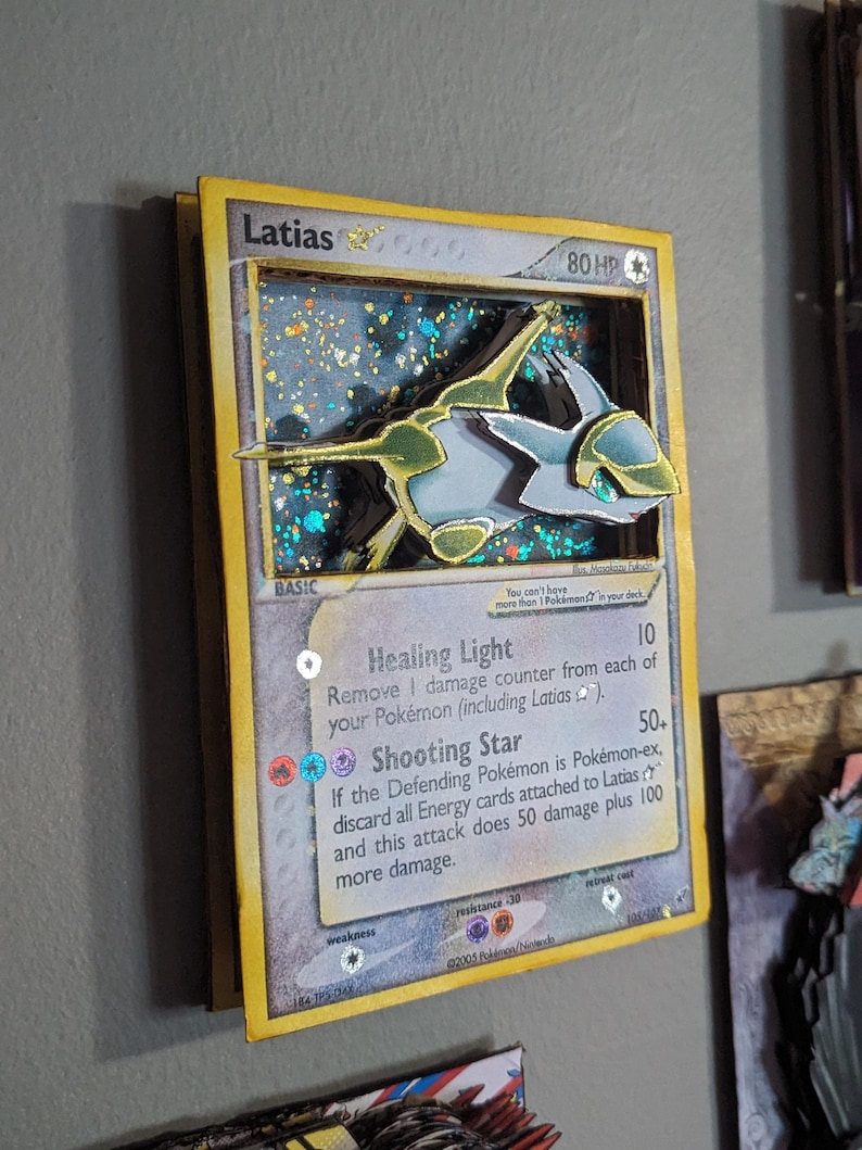 Pokemon Shining Star Latias Deoxys Card Holo Glitter 3D Art Shadow Box ...