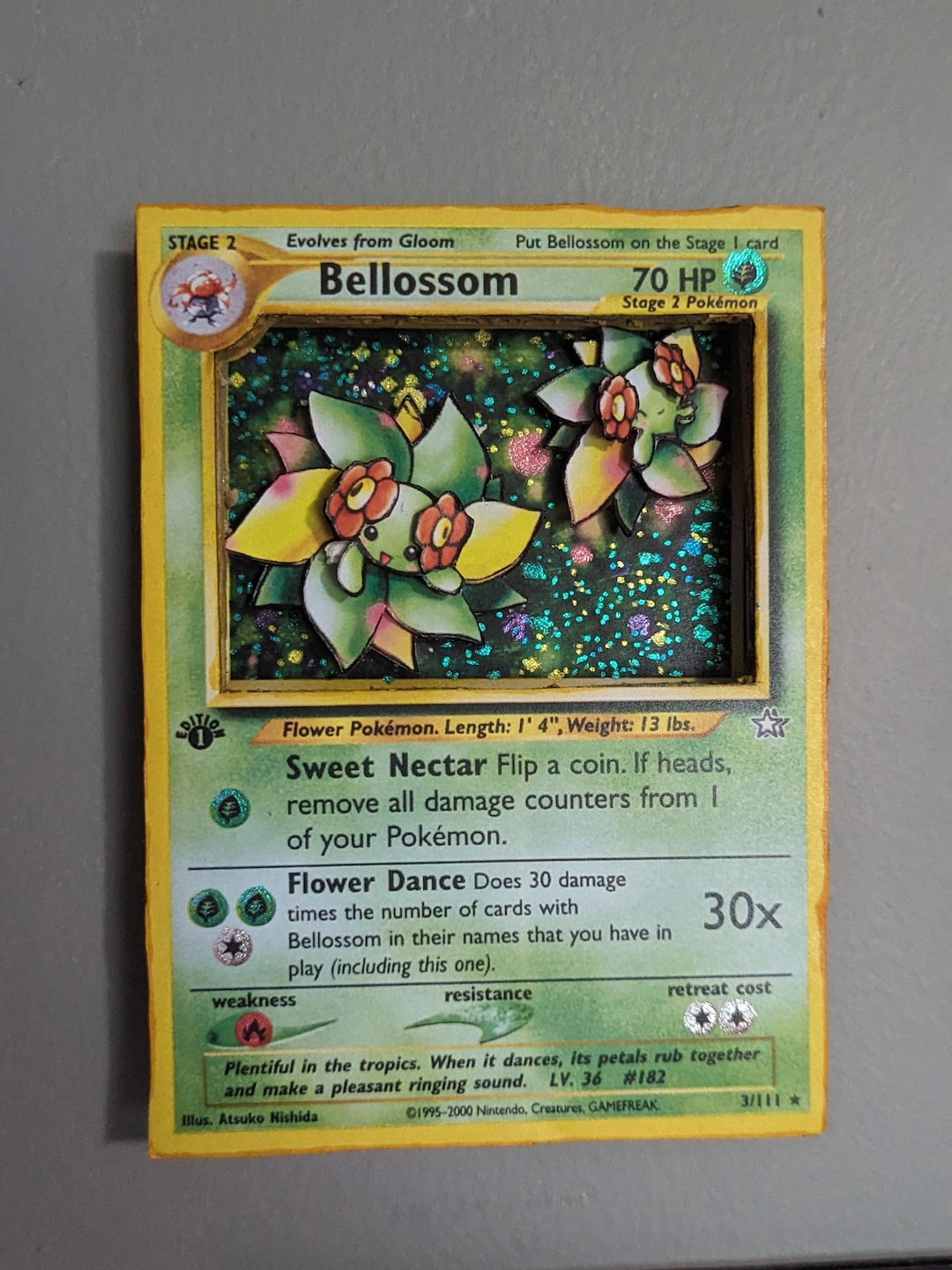 Pokemon Bellossom Neo Genesis Card Holo Glitter 3D Art Shadow Box - Etsy