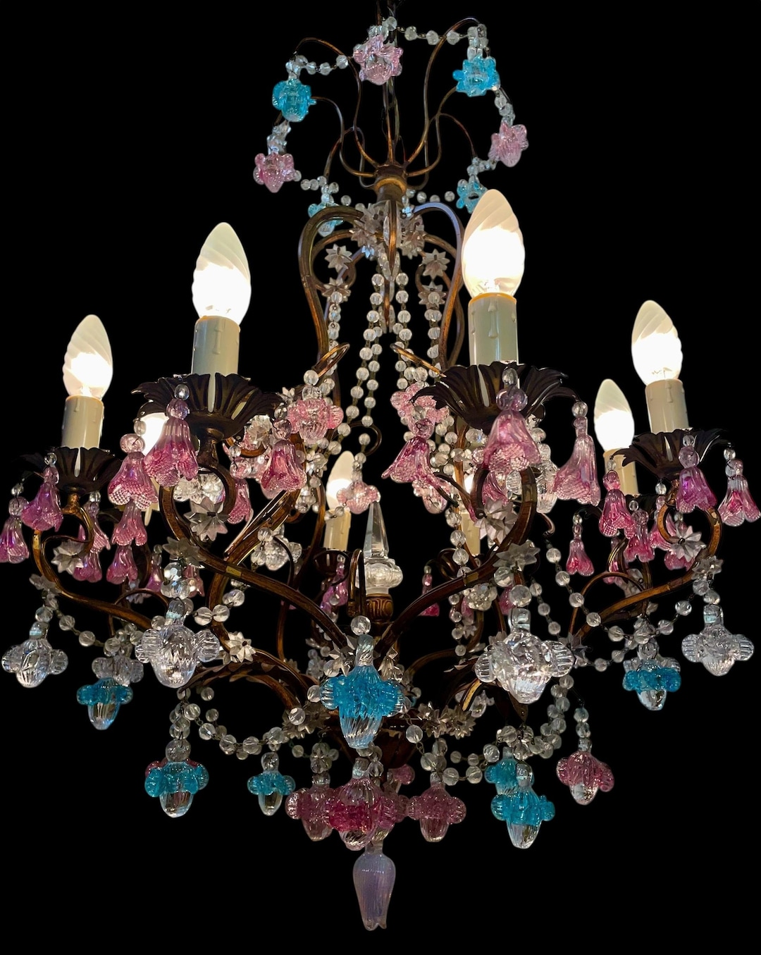 Unobtainable Chandelier With Pine Cones 1920 Murano Venice Multicolor ...