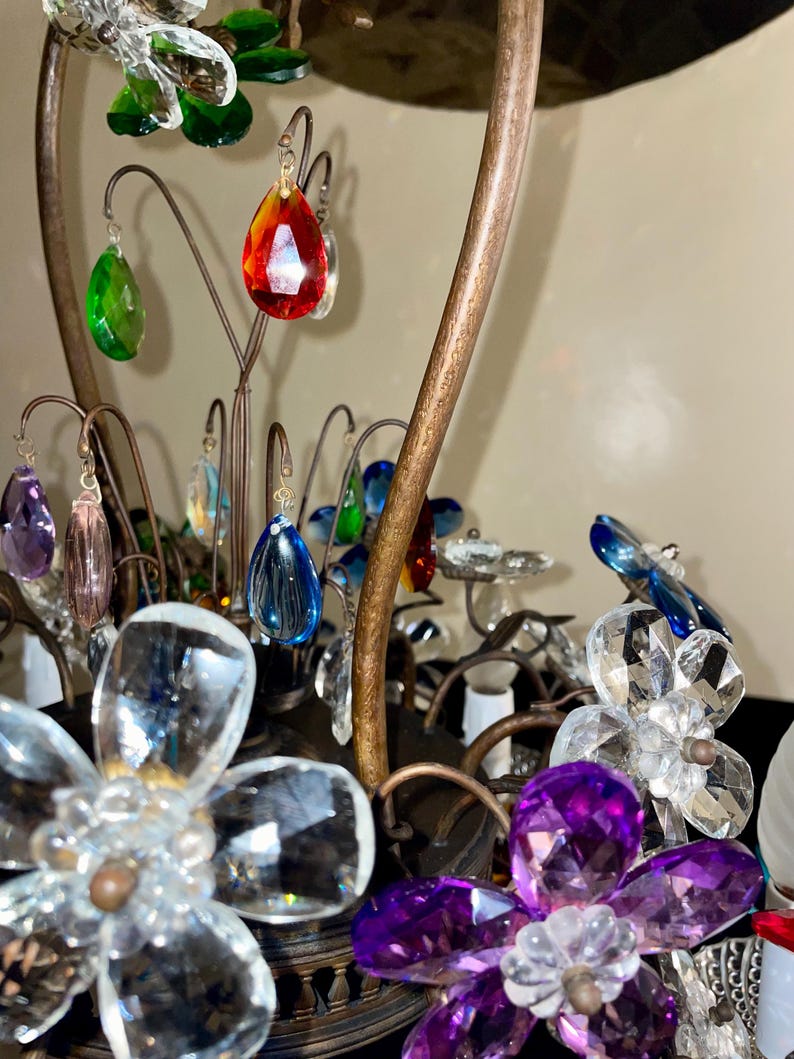 Antique German Chandelier Ernest Palme Multicolor Crystal Flower Basket ...