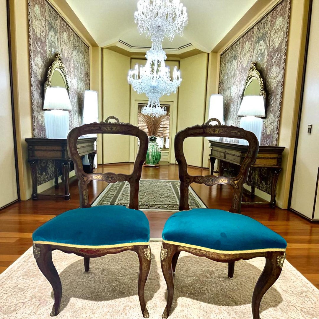 Antique French Boulle Napoleon III Chairs - Etsy