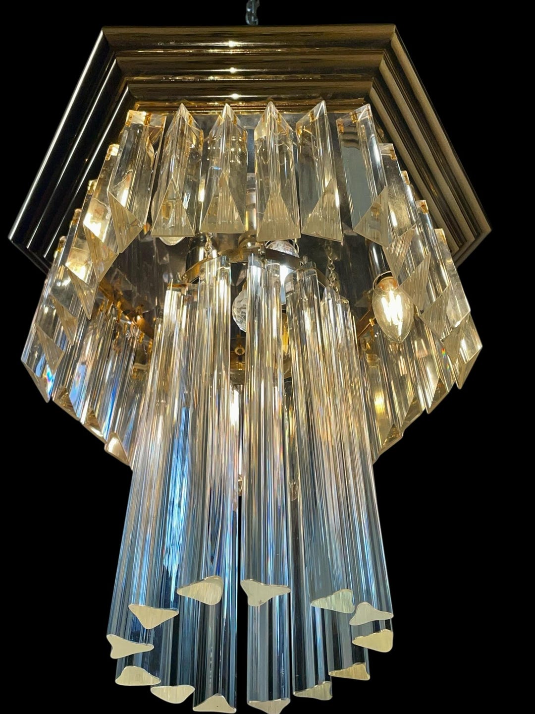 Venetian Recessed Chandelier in Murano Glass and Brass With Trilobes - Etsy