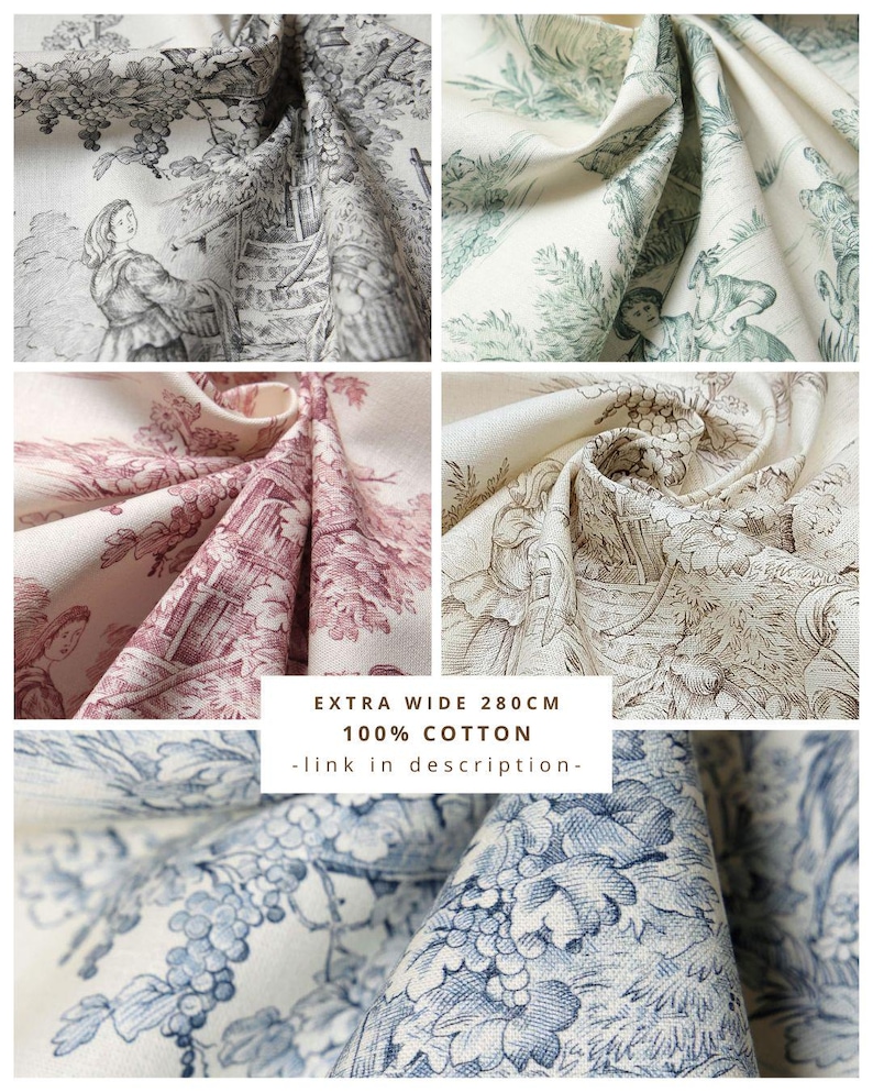Linen Toile De Jouy Fabric for Upholstery Printed 100% Linen Fabric ...