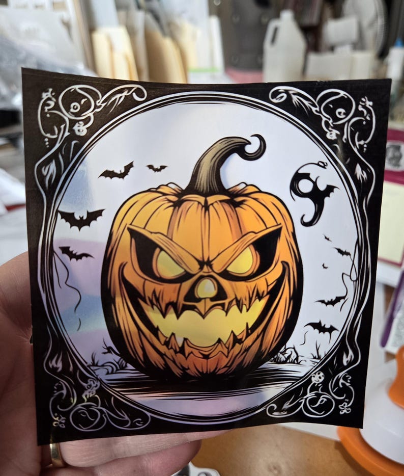 Sticker, Transparent Sticker, Halloween, Jack O' Lantern, Scary Sticker ...