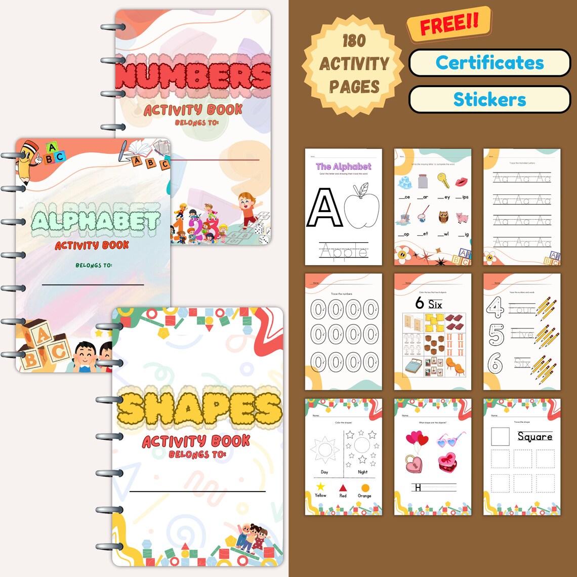 Toddler Pre K Kindergarten Activity Bundle: Numbers Alphabet Shapes ...