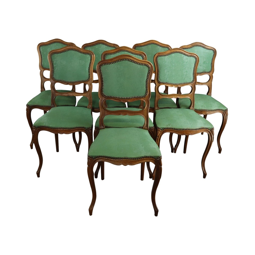 Antique French Dining Chairs Set 6 Louis XV Rococo Turquoise Blue ...
