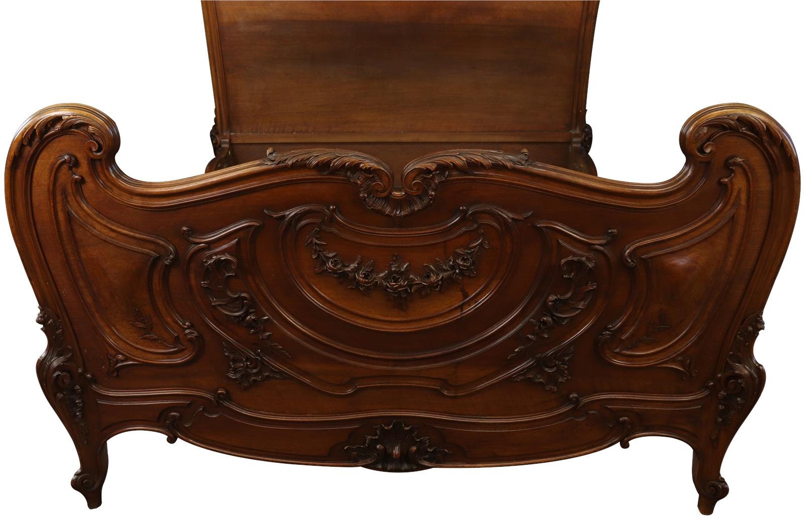 Antique Bed Louis XV Rococo Opulent Carved Pierced Walnut Wood Very ...