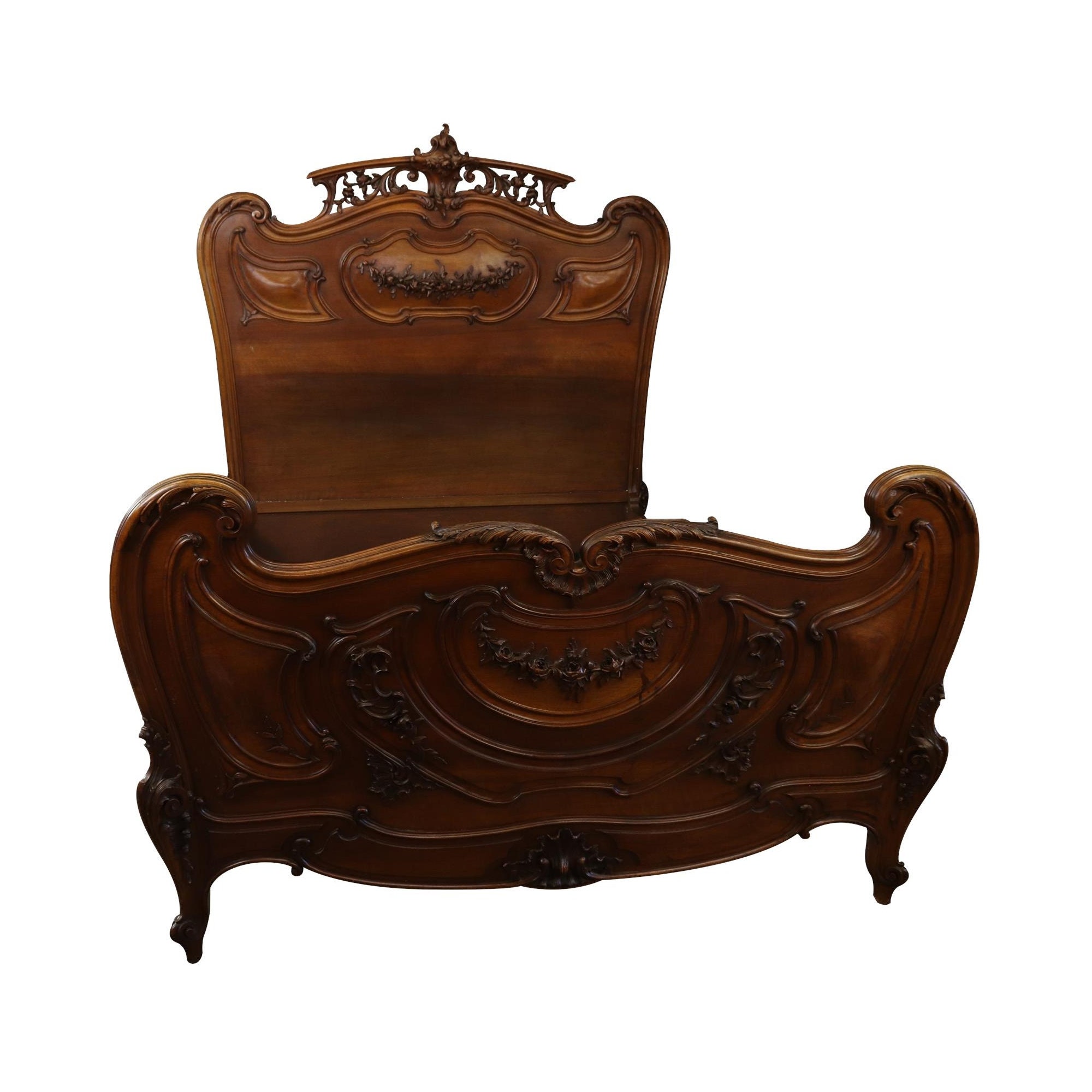 Antique Bed Louis XV Rococo Opulent Carved Pierced Walnut Wood Very ...