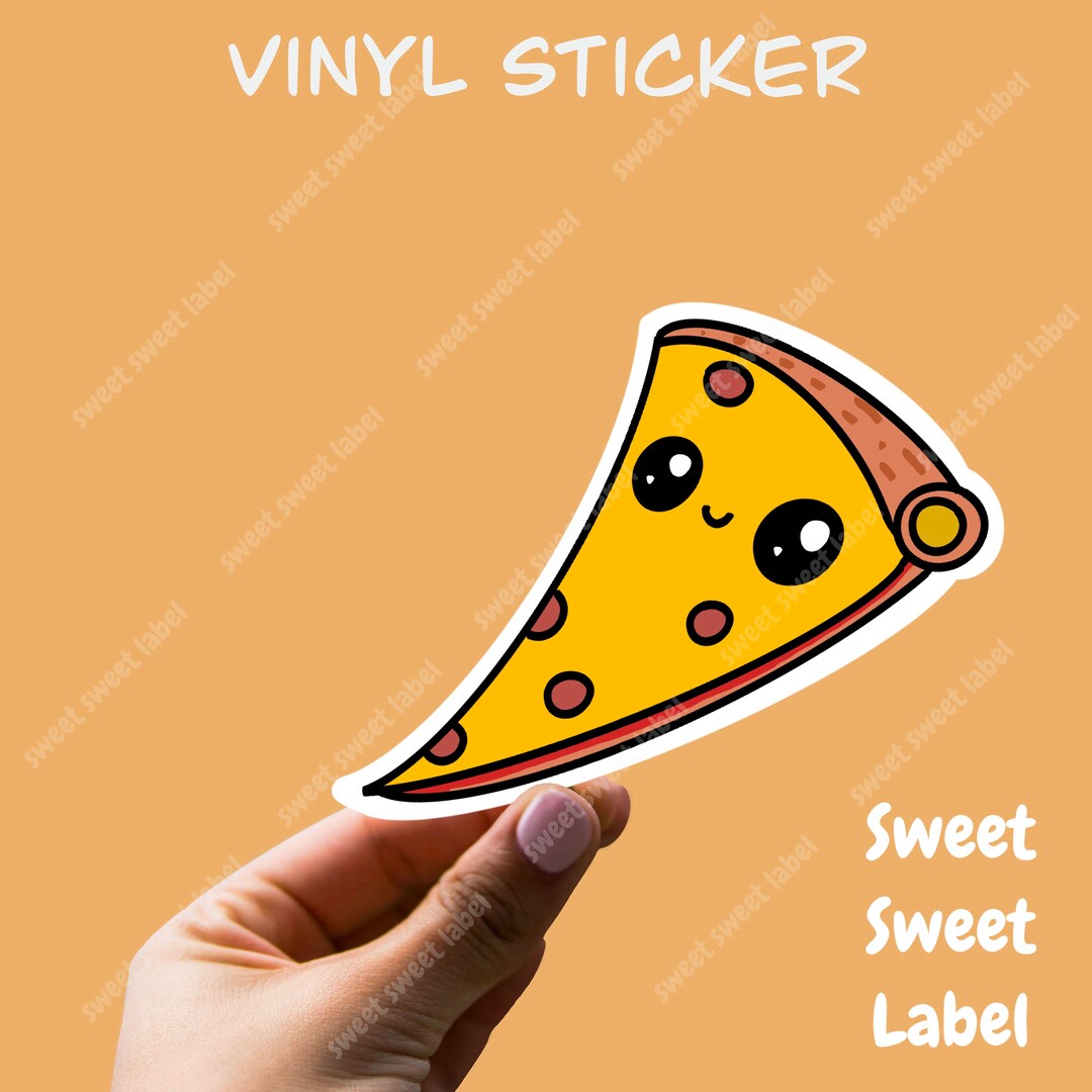 Pizza Sticker Cute Kawaii Food Takeaway Vinyl or Holographic - Etsy