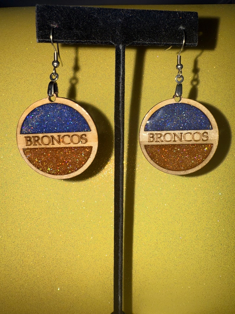 Mile High Glam: Denver Broncos Handmade Earrings for Fabulous Football Fans - Etsy