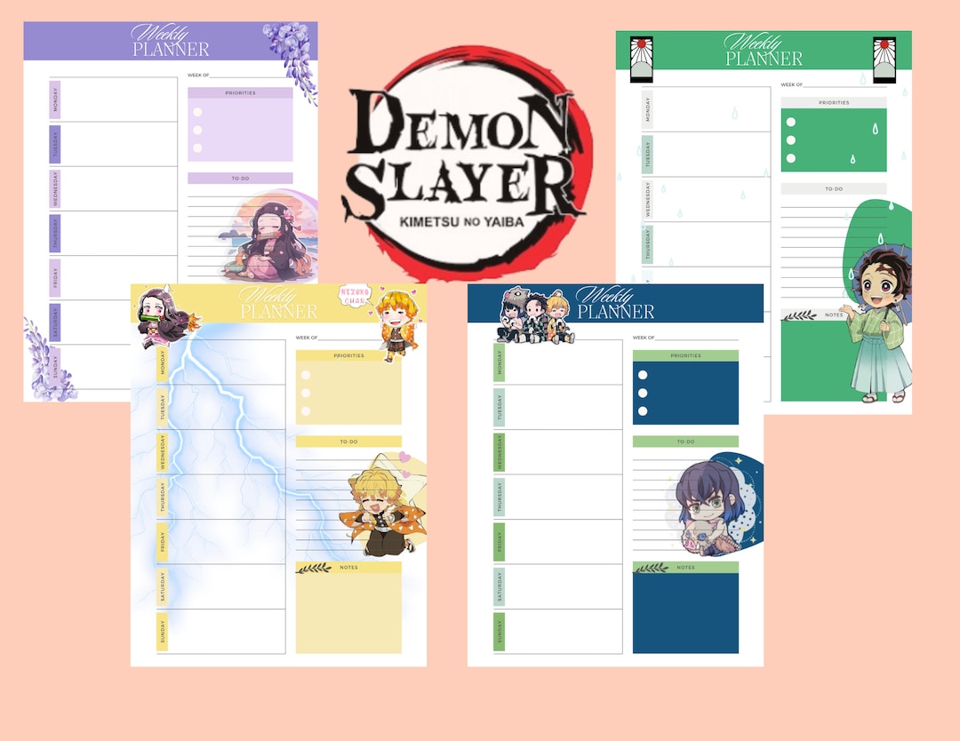 Demon Slayer Printable Digital Planner/ Printable Anime Digital Planner ...