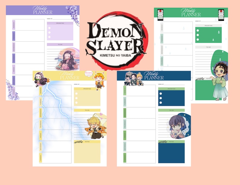 Demon Slayer Printable Digital Planner/ Printable Anime Digital Planner ...