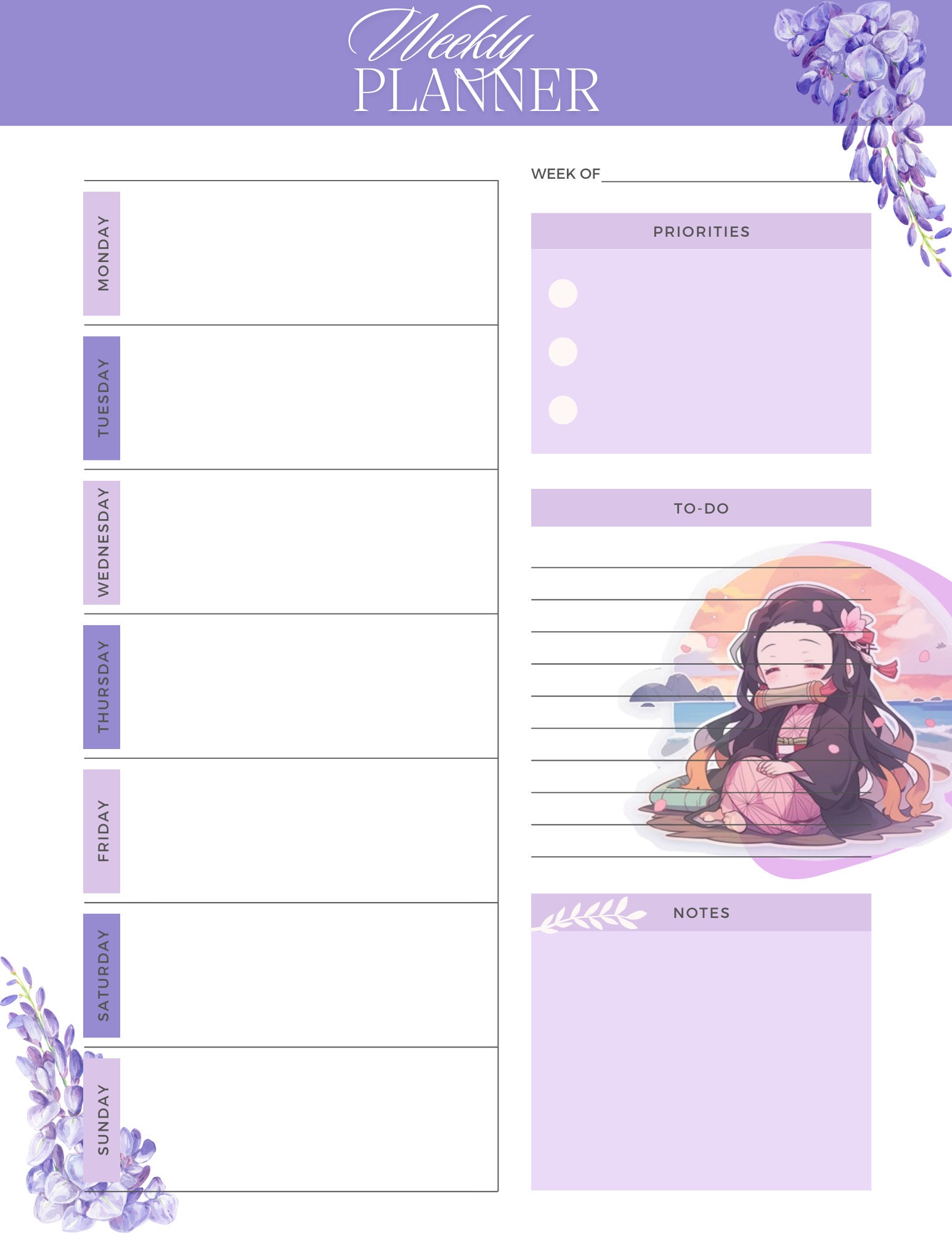 Demon Slayer Printable Digital Planner/ Printable Anime Digital Planner ...
