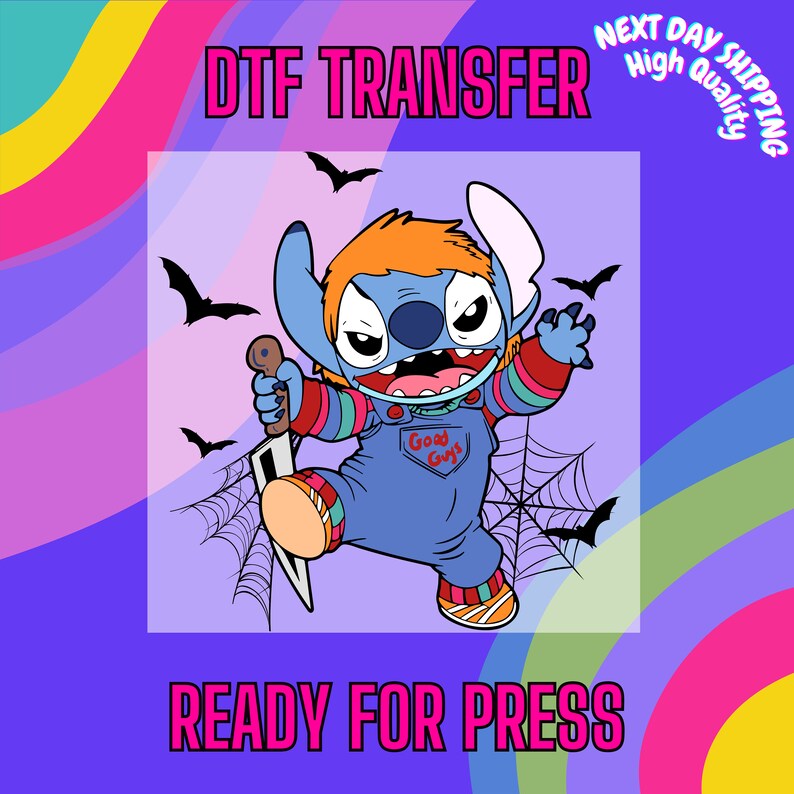 Stitch Halloween Dtf, Stitch Dtf, Stitch and Friend, Stitch Chucky DTF ...