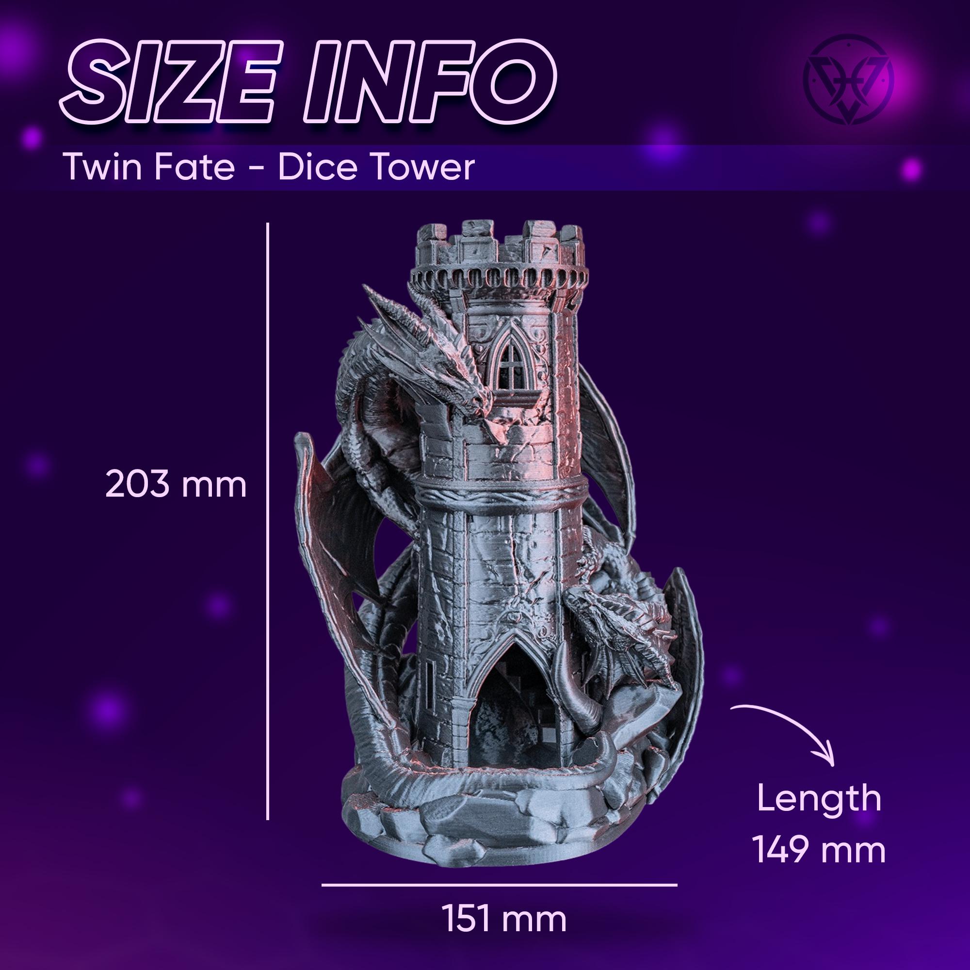 Twin Fate Dragon Dice Tower, 3D Printed Dice Tower, Dnd Dice Roller ...