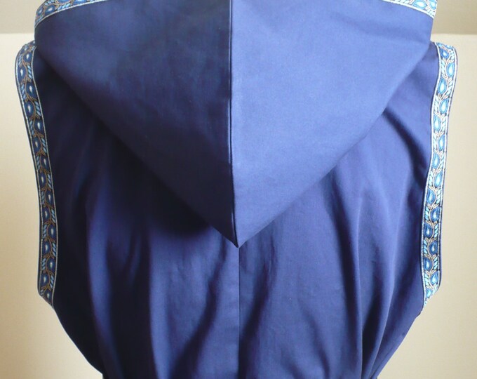 Ready Made Renaissance Medieval Elven Navy Blue Surcoat With Hood and ...