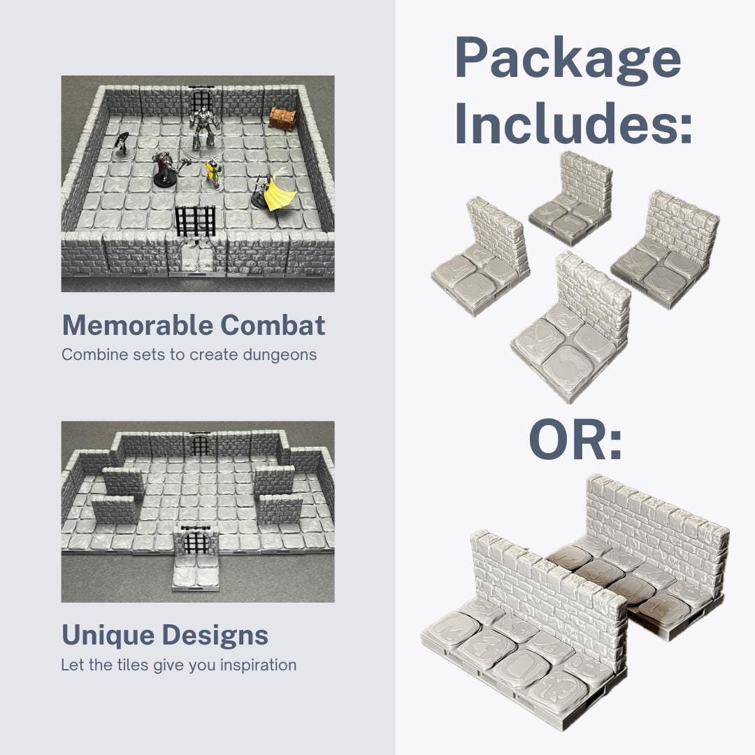 Dungeon Tile Stone Wall Pack | 3D Printed for Dungeons & Dragons and ...