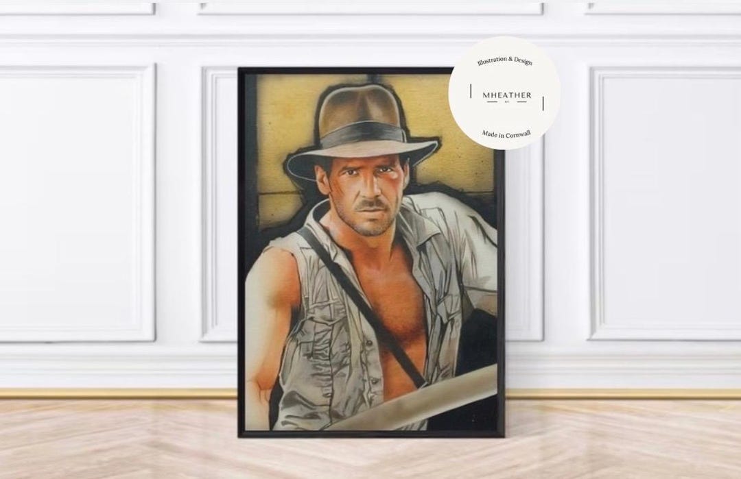 Indiana Jones Portrait With Sword Art Print – Acrylic Artwork of the ...