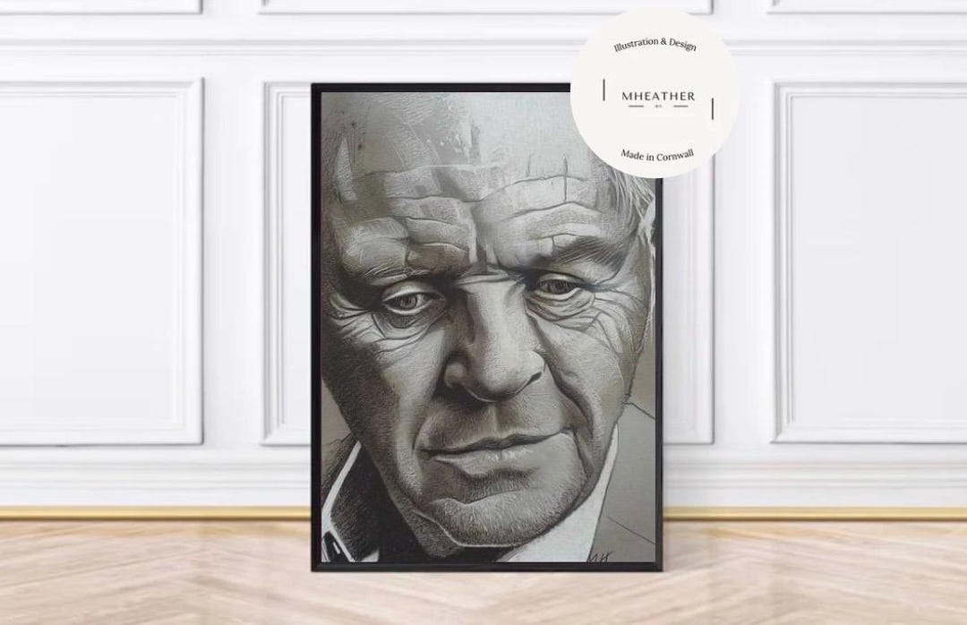 Anthony Hopkins Portrait Print – Realistic Art Print on Toned Paper ...