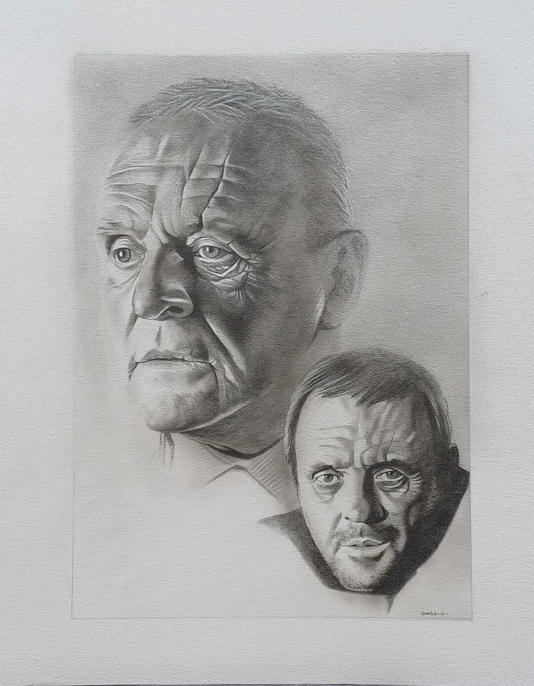 Original Anthony Hopkins Art - Dual Portrait of Young and Old in ...