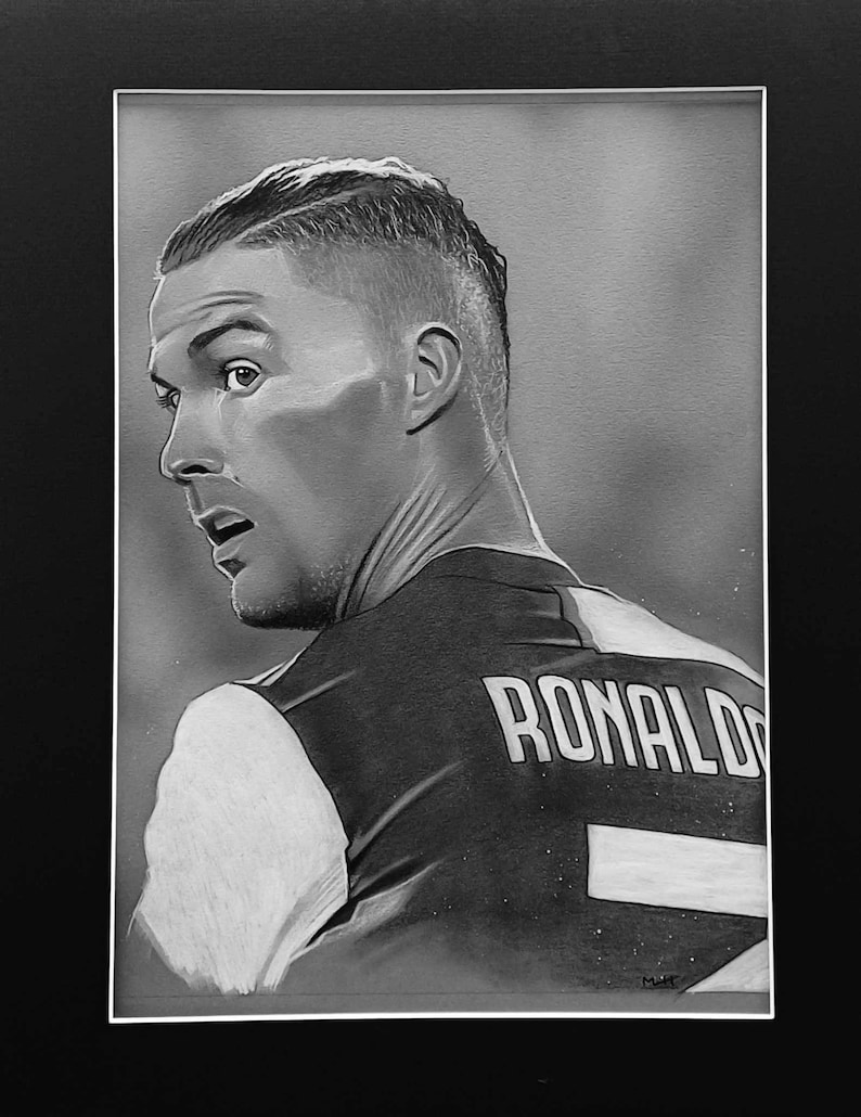Original Cristiano Ronaldo Art Juventus Number 7 Portrait in Graphite ...