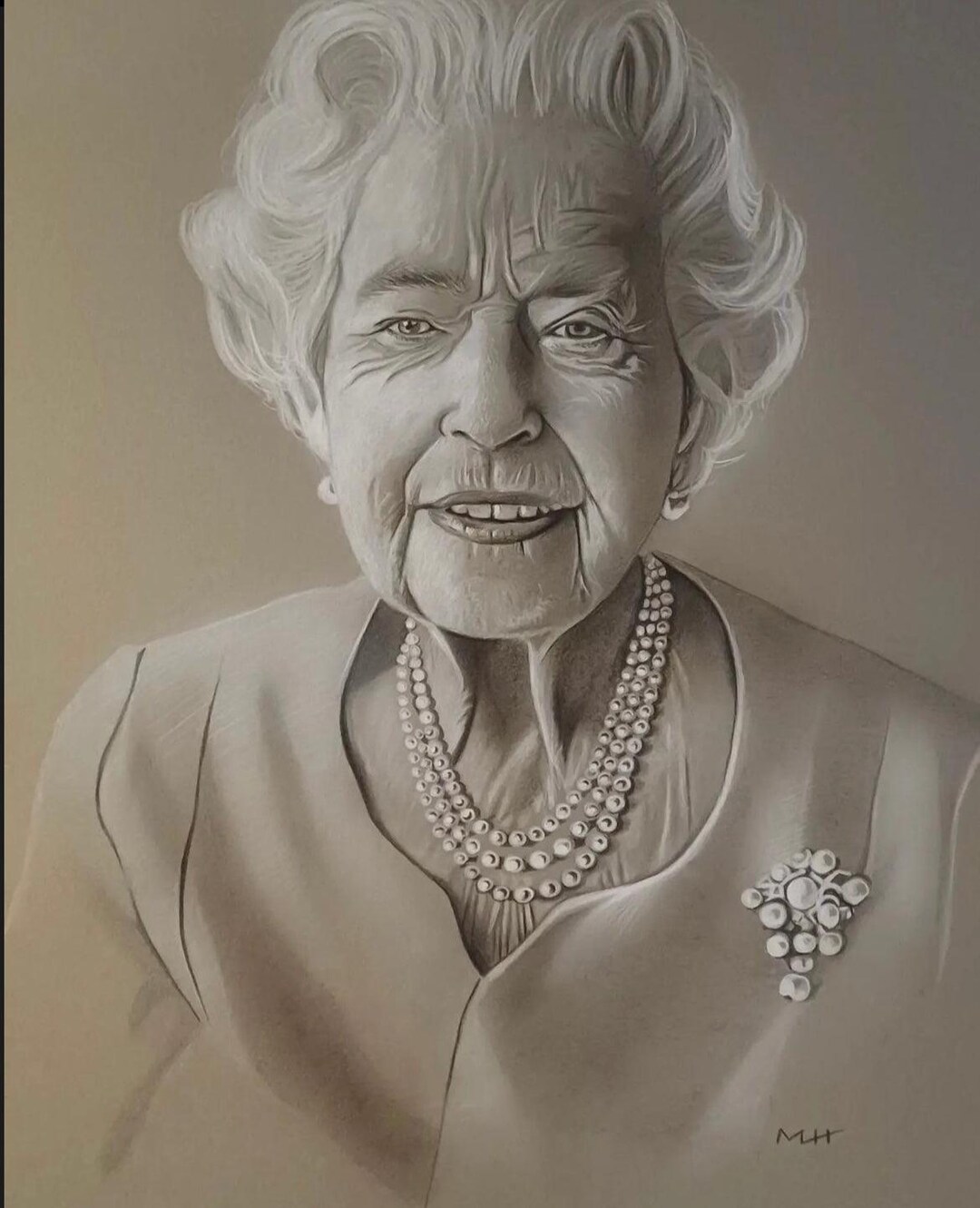 Original Queen Elizabeth II Art - Hand-painted Acrylic & Pencil ...