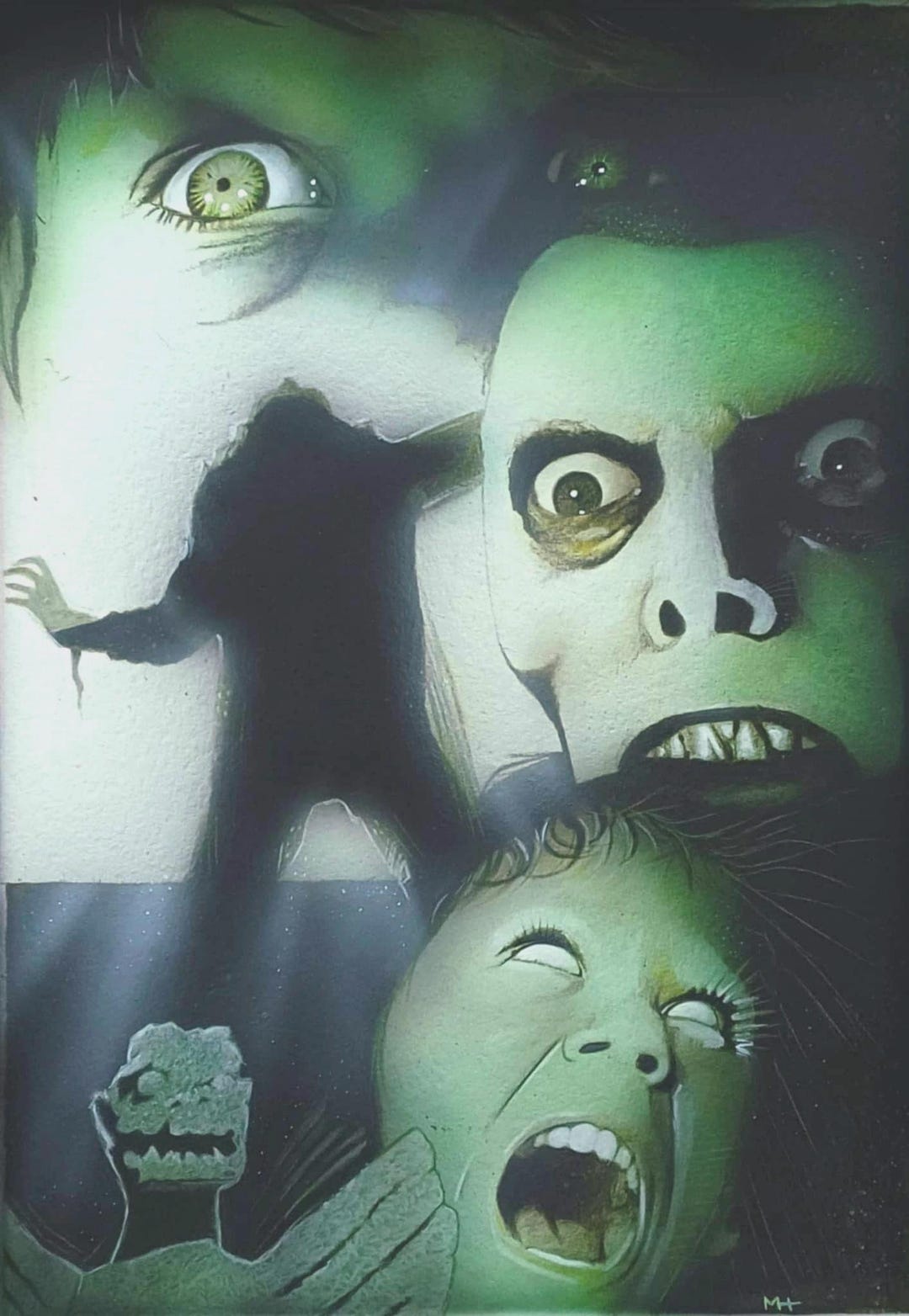 Original the Exorcist Art - 1973 Horror Classic in Hand-painted Acrylic ...