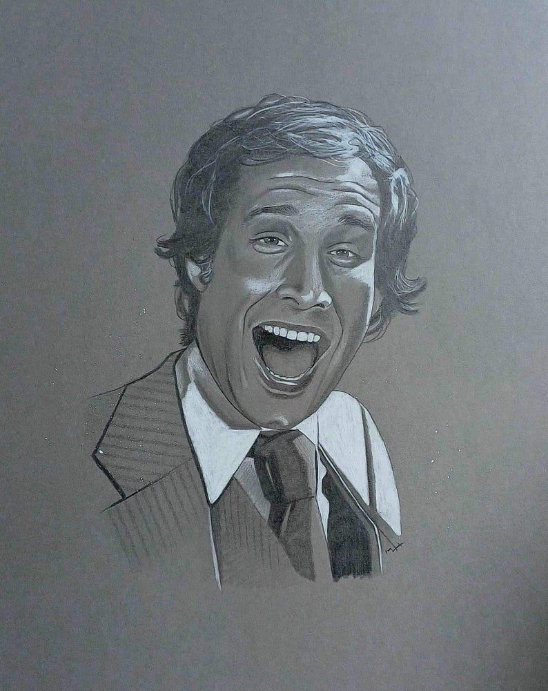 Original Chevy Chase Art Hand-painted Acrylic & Pencil Portrait - Etsy