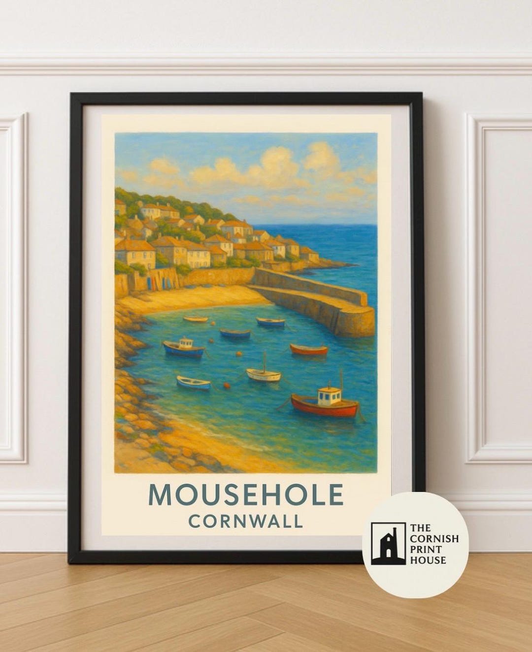 Mousehole Harbour Art Print – Cornwall Coastal Wall Art, Travel Poster ...