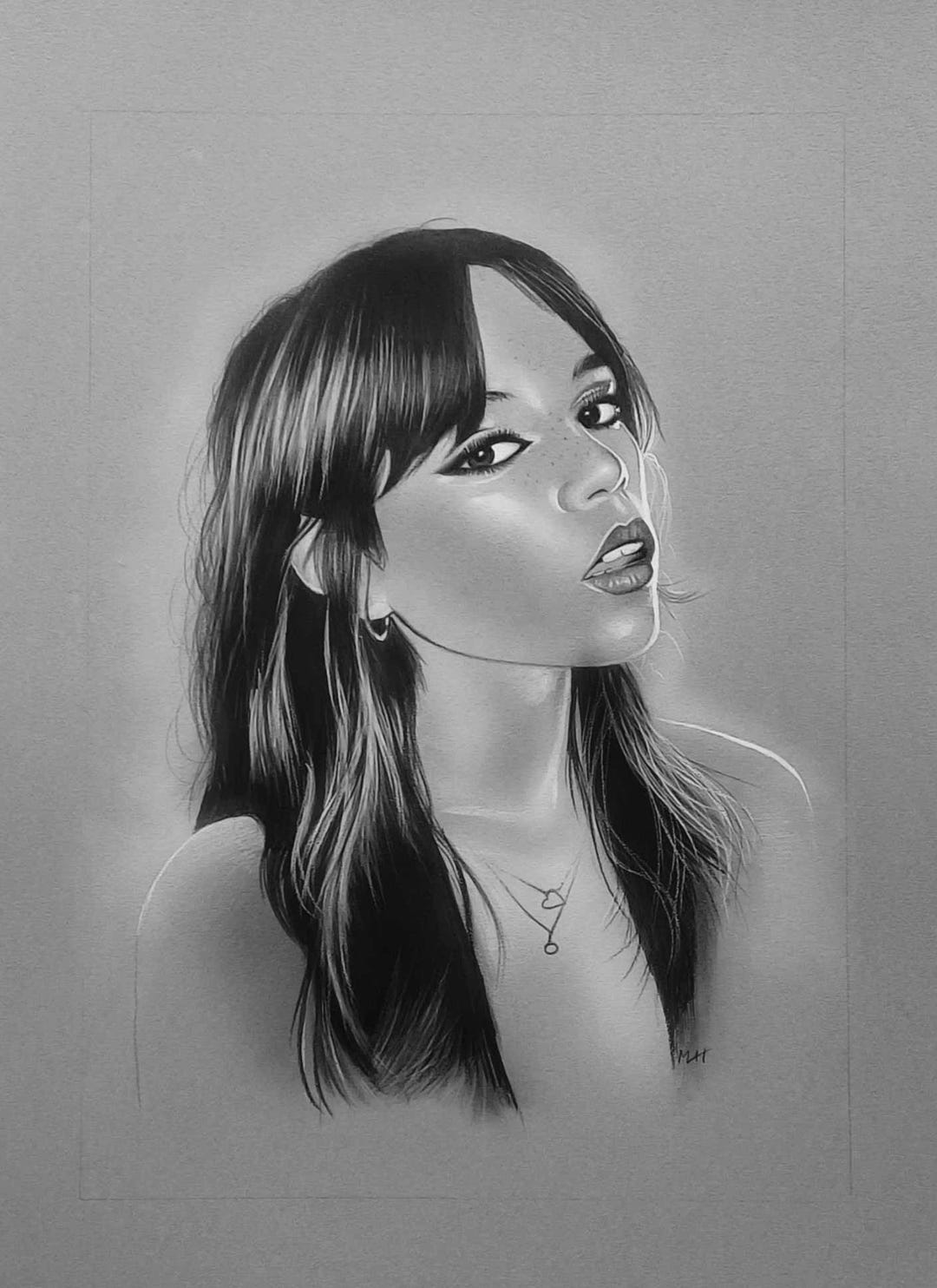Original Jenna Ortega Art Hand-painted Acrylic & Pencil Portrait - Etsy