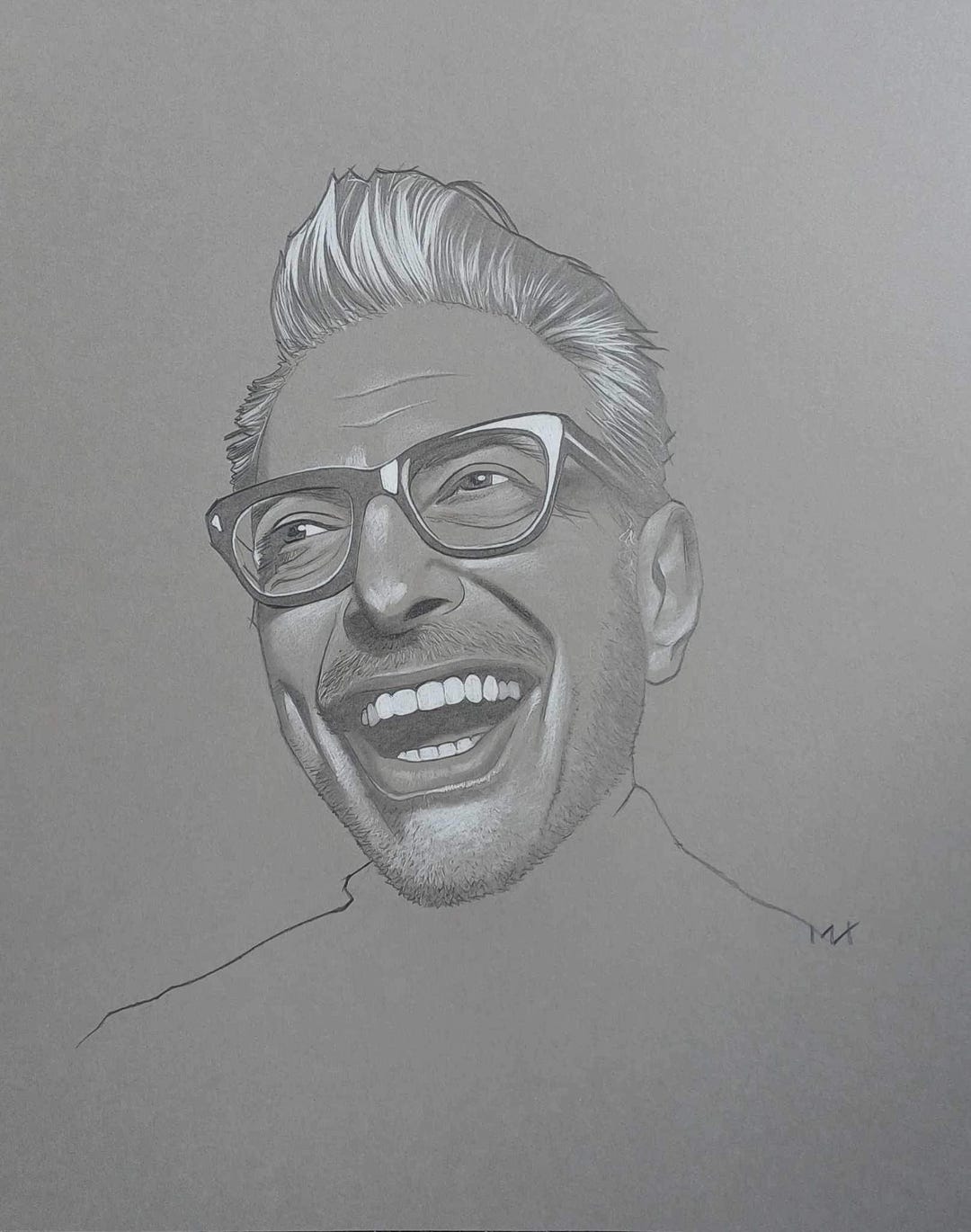 Original Jeff Goldblum Art - Hand-painted Acrylic & Pencil Portrait - Etsy