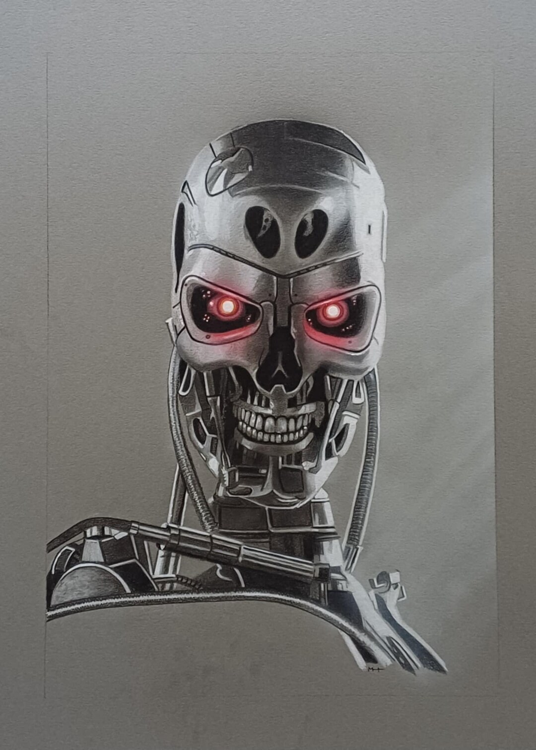 Original T-800 Terminator Art – Hand-drawn Cybernetic Masterpiece - Etsy