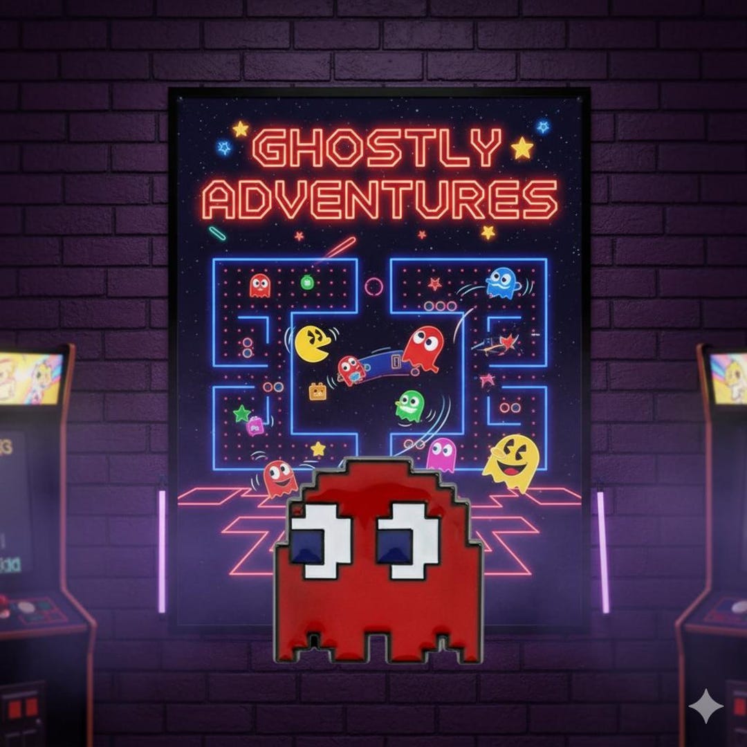 Blinky Red Pixel Ghost Enamel Pin 2x2cm - Retro Arcade Gaming Geek ...