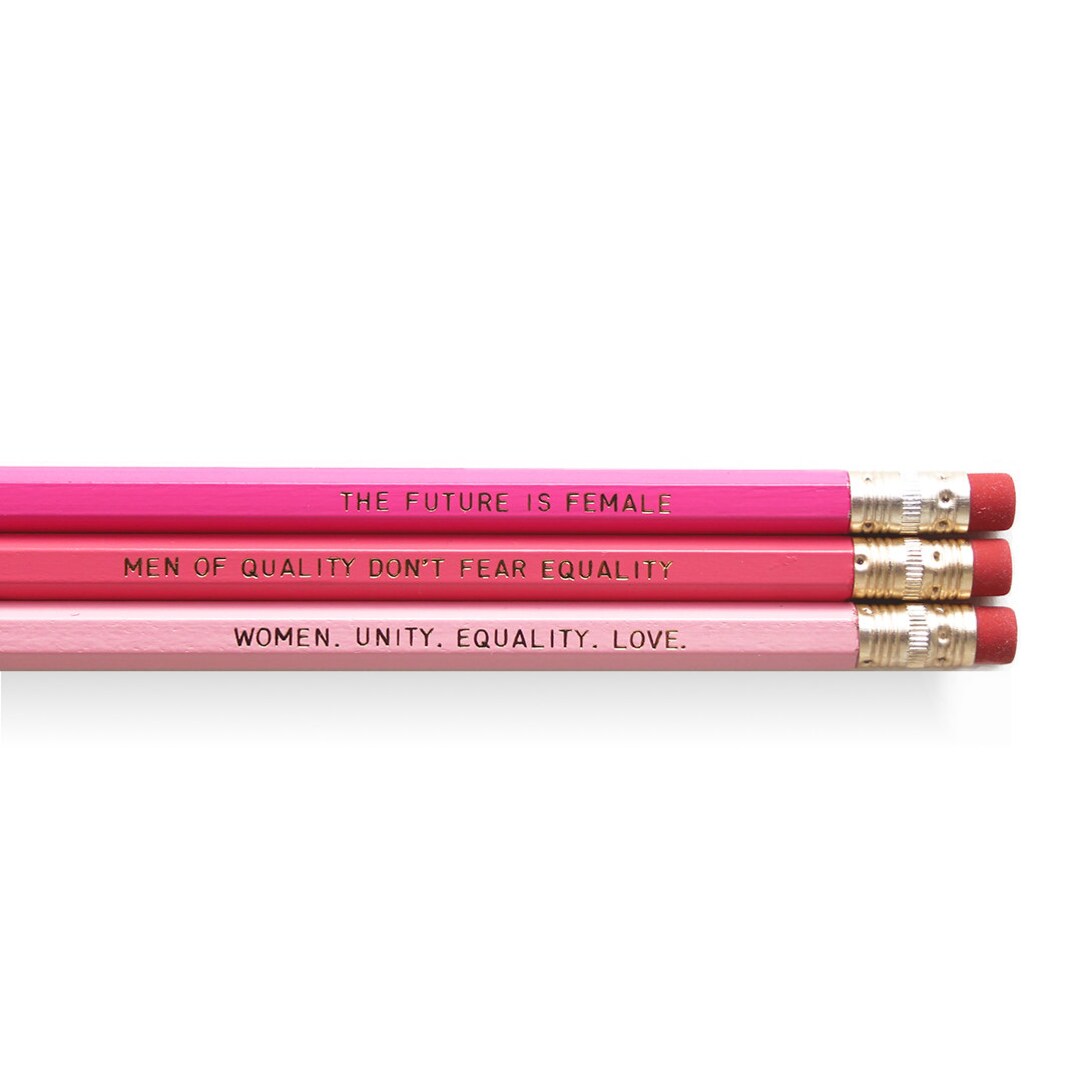 Pink and Gold Feminist Pencil Set - Set of 6 Pencils - Etsy