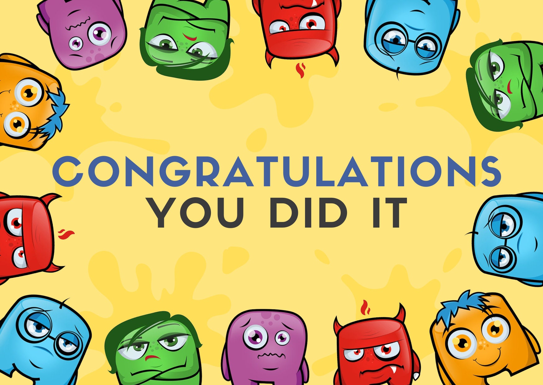 Inside Out Congratulations Card Canva Template - Etsy