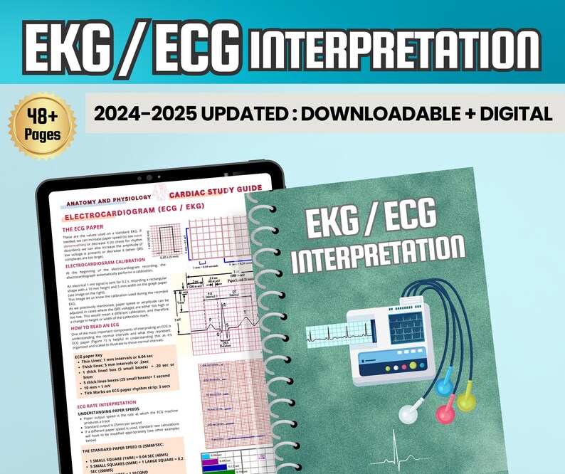 EKG ECG Interpretation Guide | Cardiac Nursing Study Notes (PDF) - Etsy