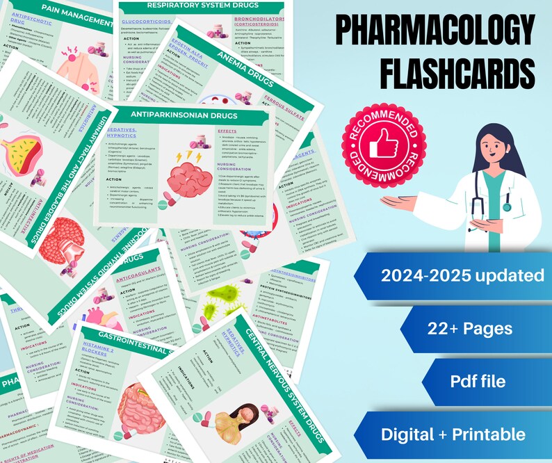 Pharmacology Flashcards Bundle, Revision Cards for Nursing, Nursing ...