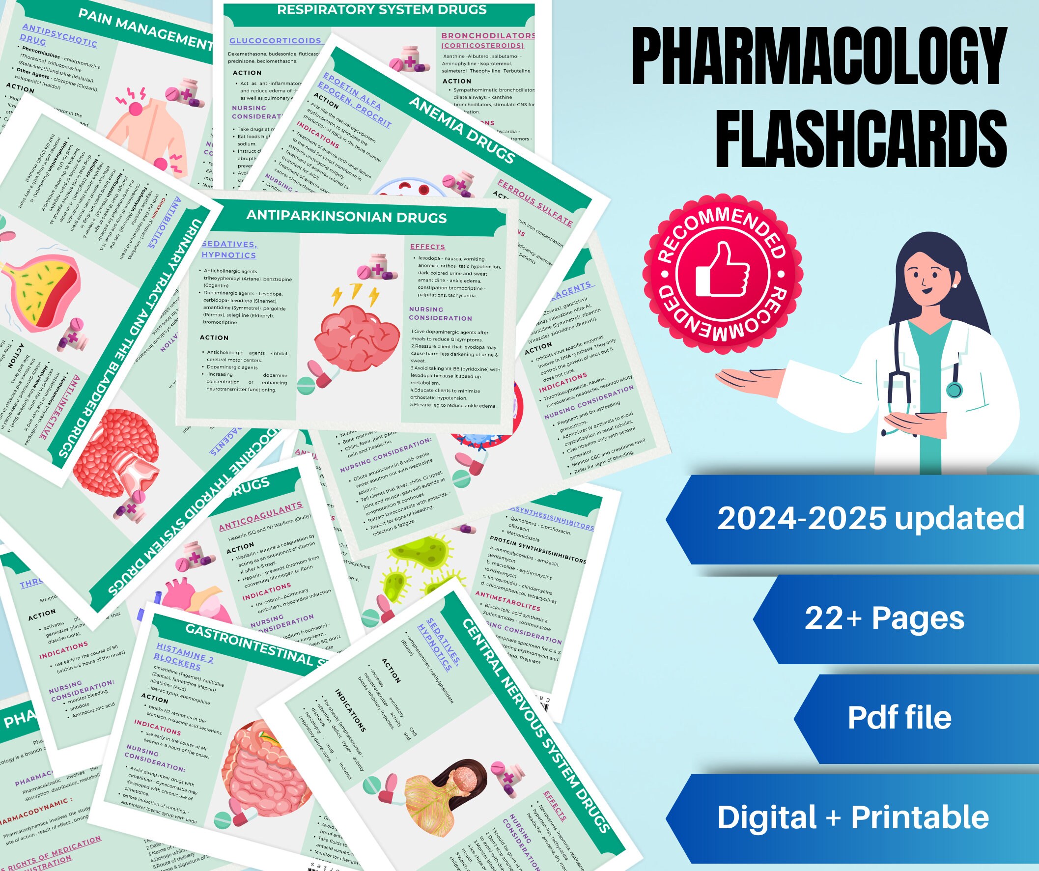 Pharmacology Flashcards Bundle, Revision Cards for Nursing, Nursing ...