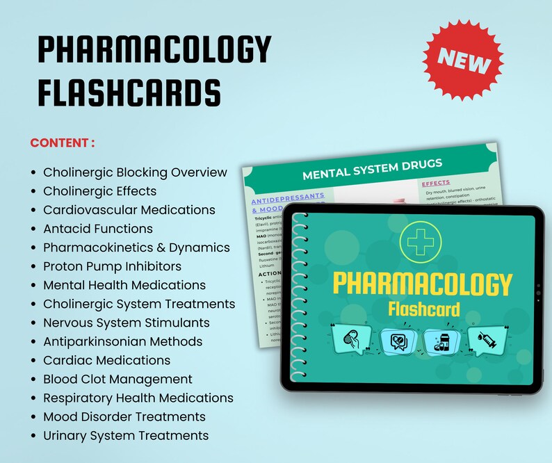 Pharmacology Flashcards Bundle, Revision Cards for Nursing, Nursing ...
