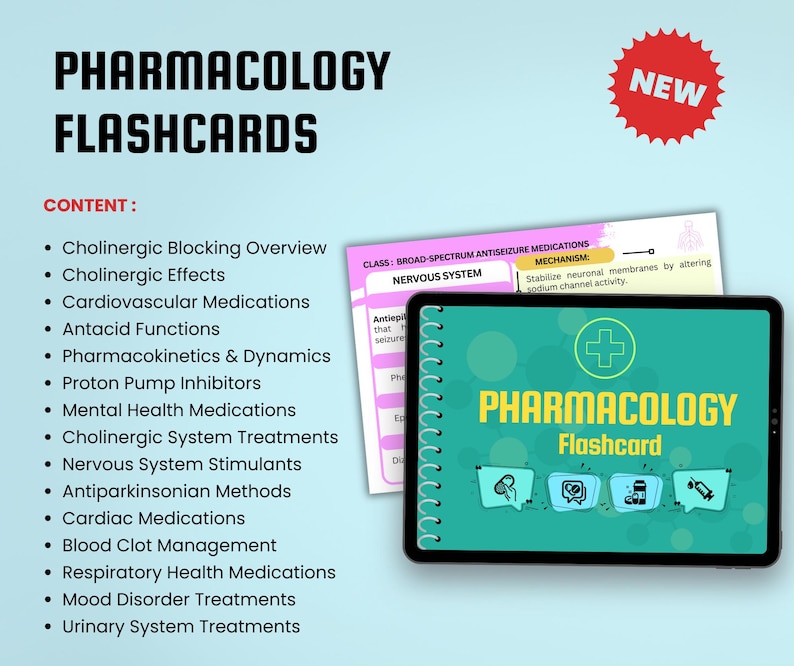 Pharmacology Flashcards Bundle, Medical Nursing Notes (digital PDF ...