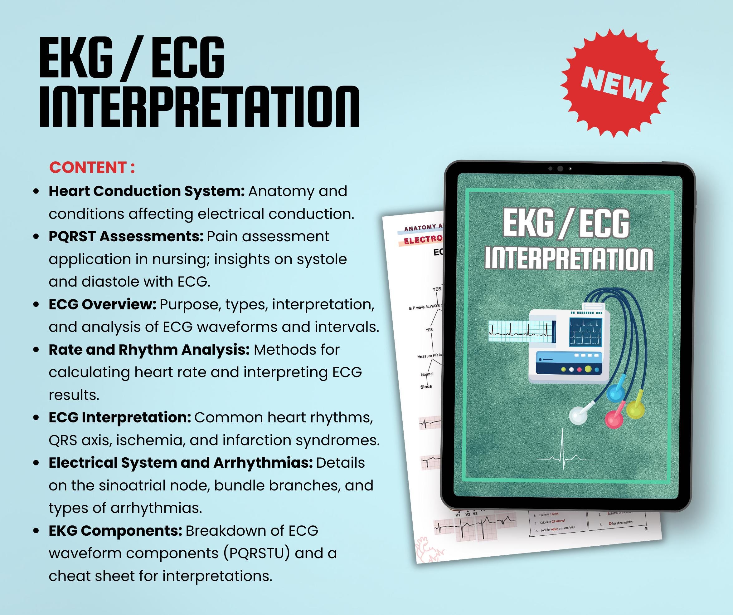 EKG ECG Interpretation | Nursing Cardiac Study Guide | EKG Rhythms ...