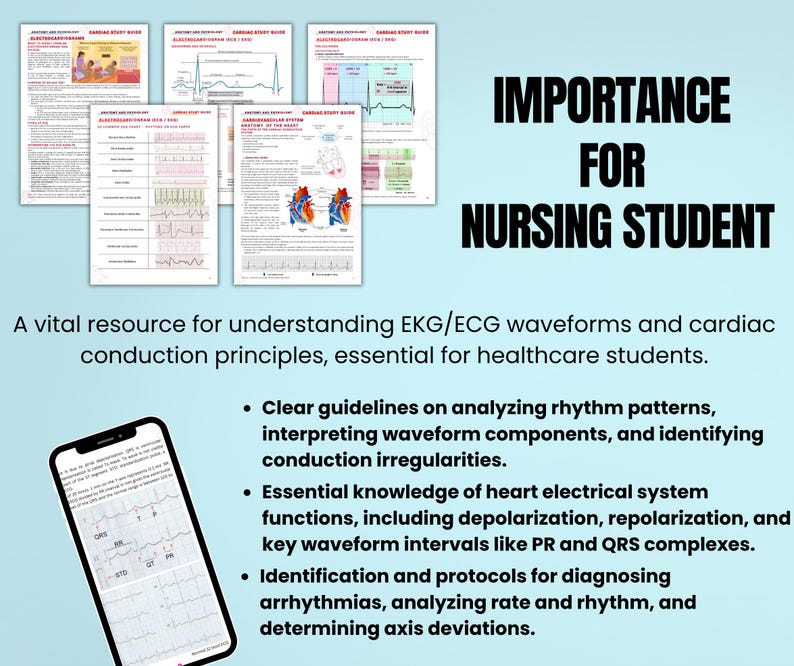 EKG ECG Interpretation | Nursing Cardiac Study Guide | EKG Rhythms ...
