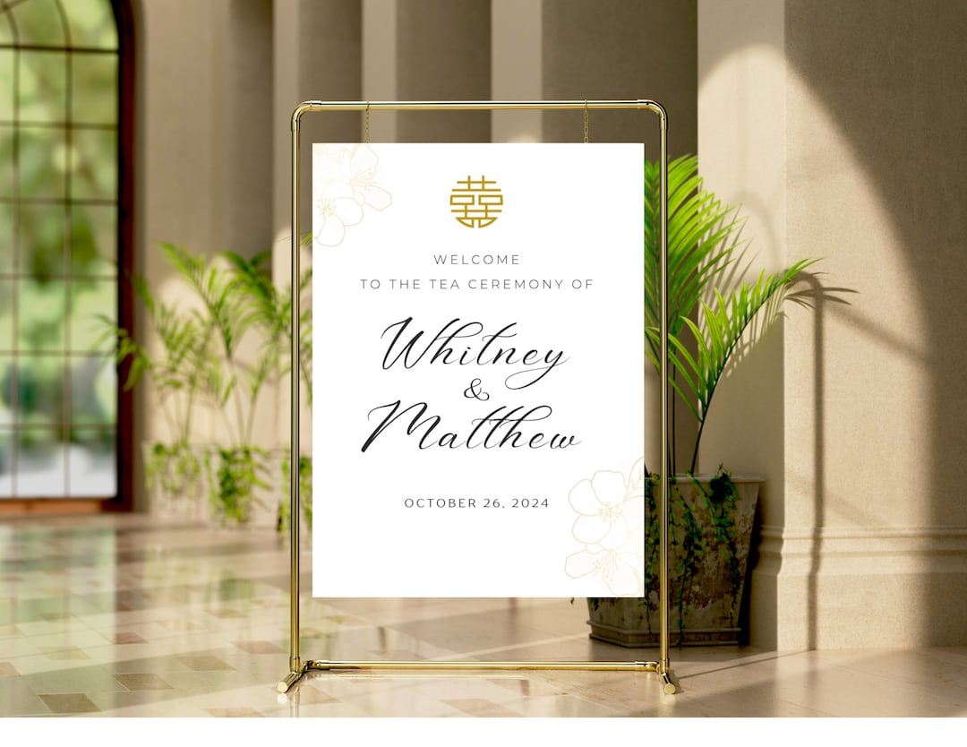 Floral Double Happiness Tea Ceremony Welcome Sign TEMPLATE - Etsy
