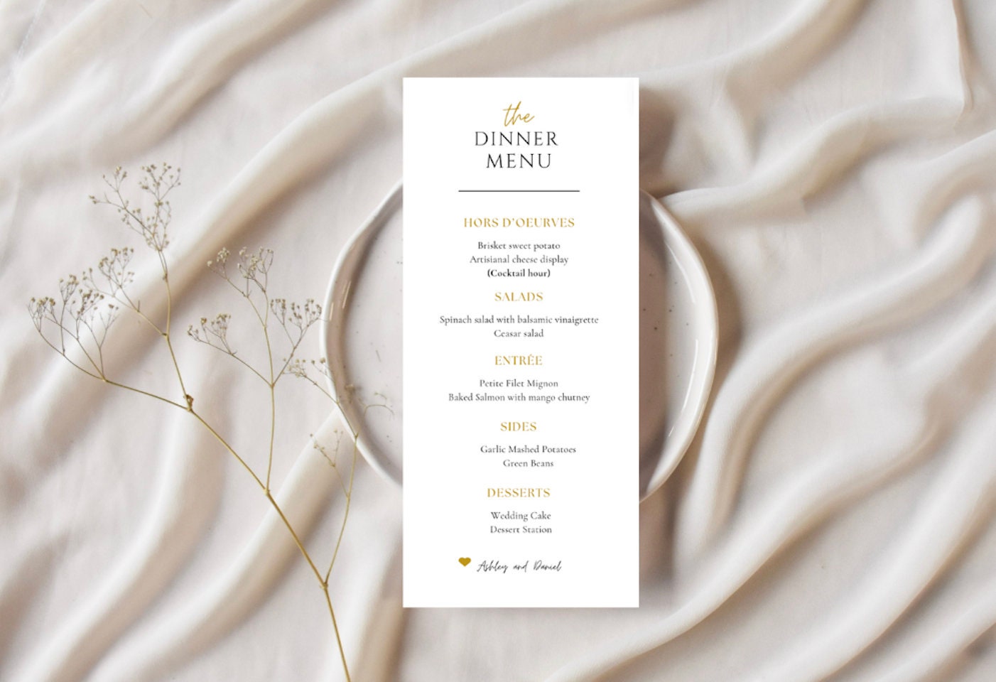Wedding Dinner Menu Template Printed Wedding Menu Modern Wedding Menu ...