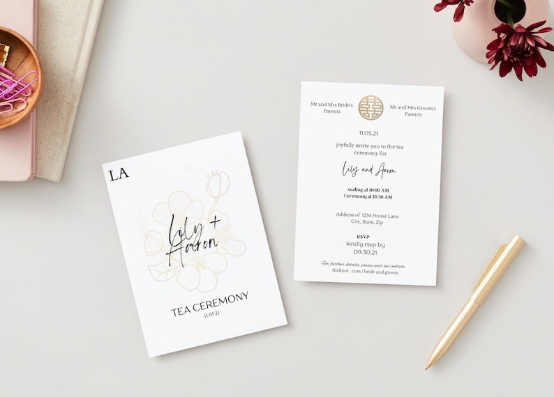 Modern Chinese/vietnamese Tea Ceremony Invitation - Etsy