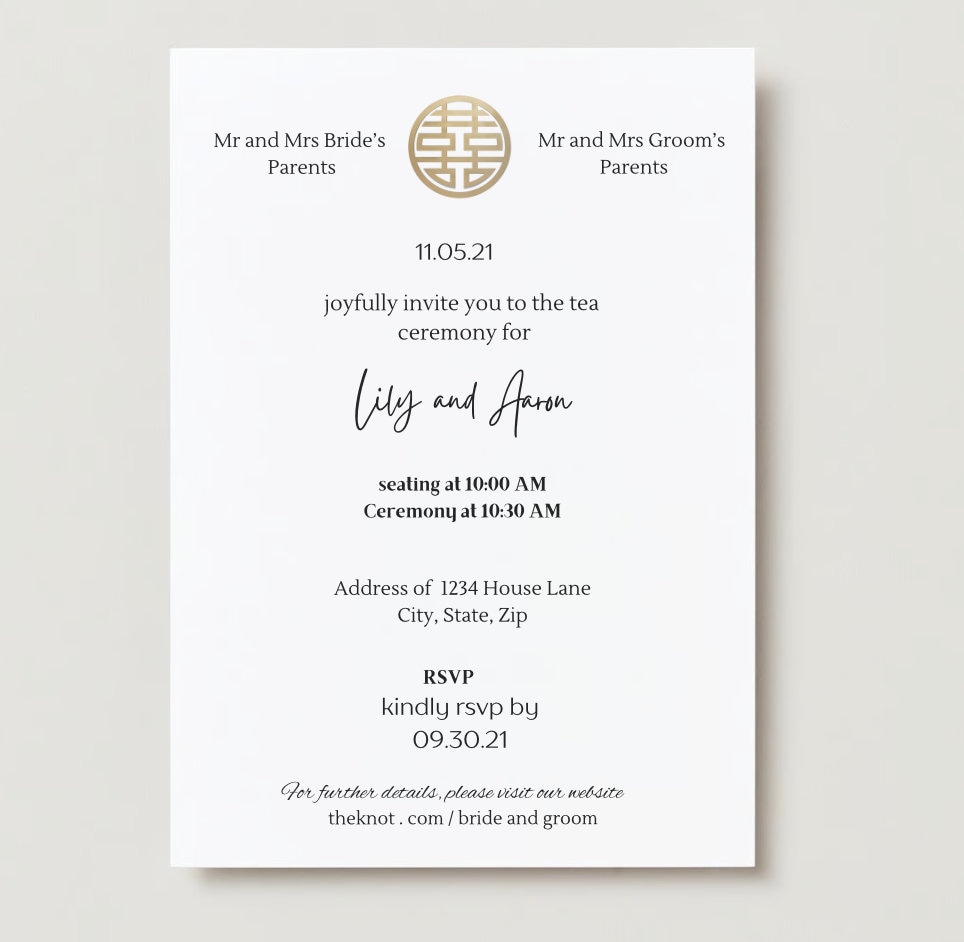 Modern Chinese/vietnamese Tea Ceremony Invitation - Etsy