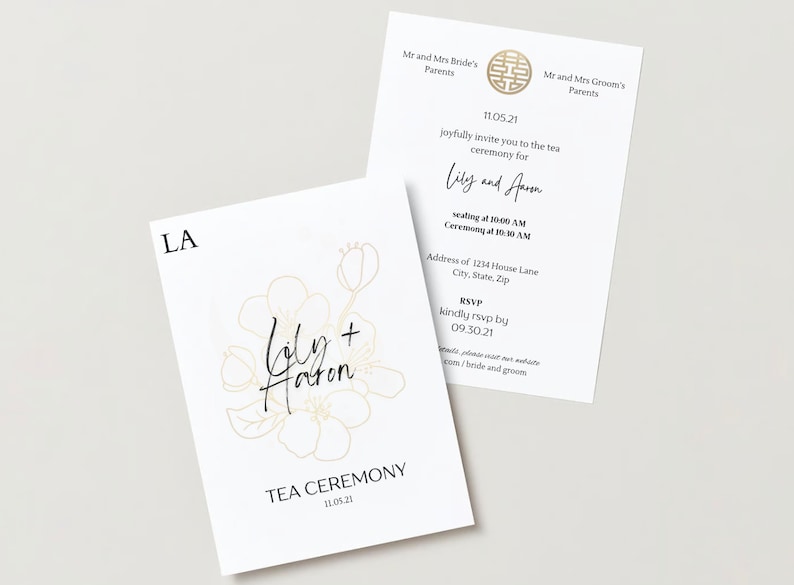 Modern Chinese/vietnamese Tea Ceremony Invitation - Etsy