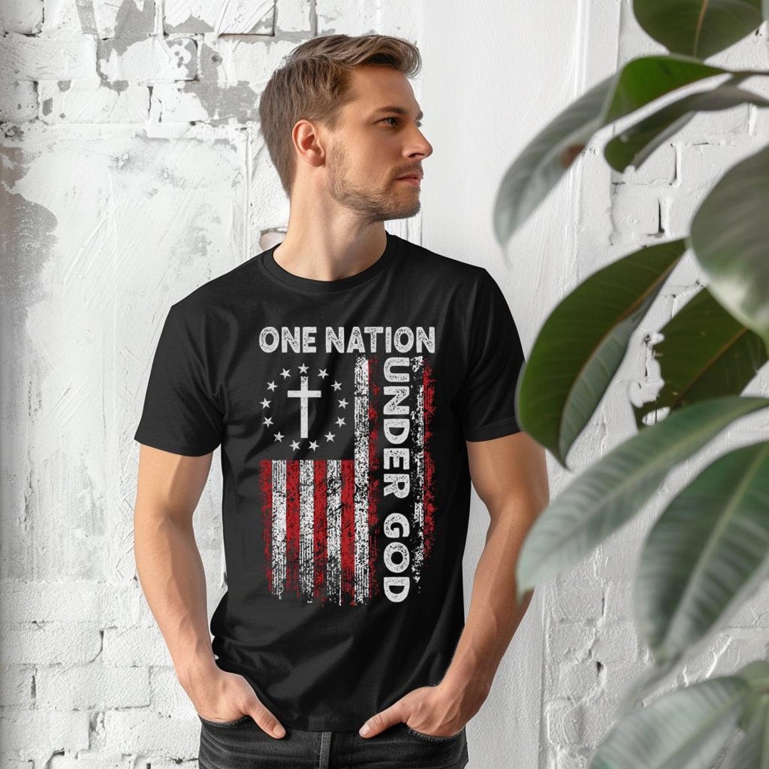 One Nation Under God USA Flag bella Canvas Crew Neck T-shirt DTF ...